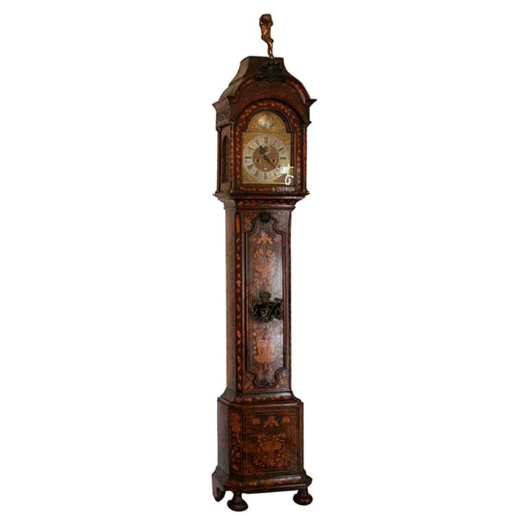 18th Century John Fessler Walnut Tall Clock, Hand-Painted Face, circa ...