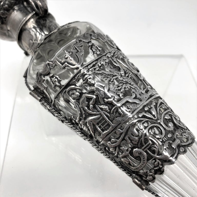 18th Century Dutch Sterling Silver and Cut Crystal Glass Perfume ...
