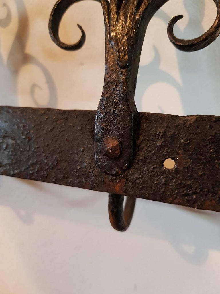 18th Century Dutch Wrought Iron Wall Rack for Fireplace Tools at 1stDibs