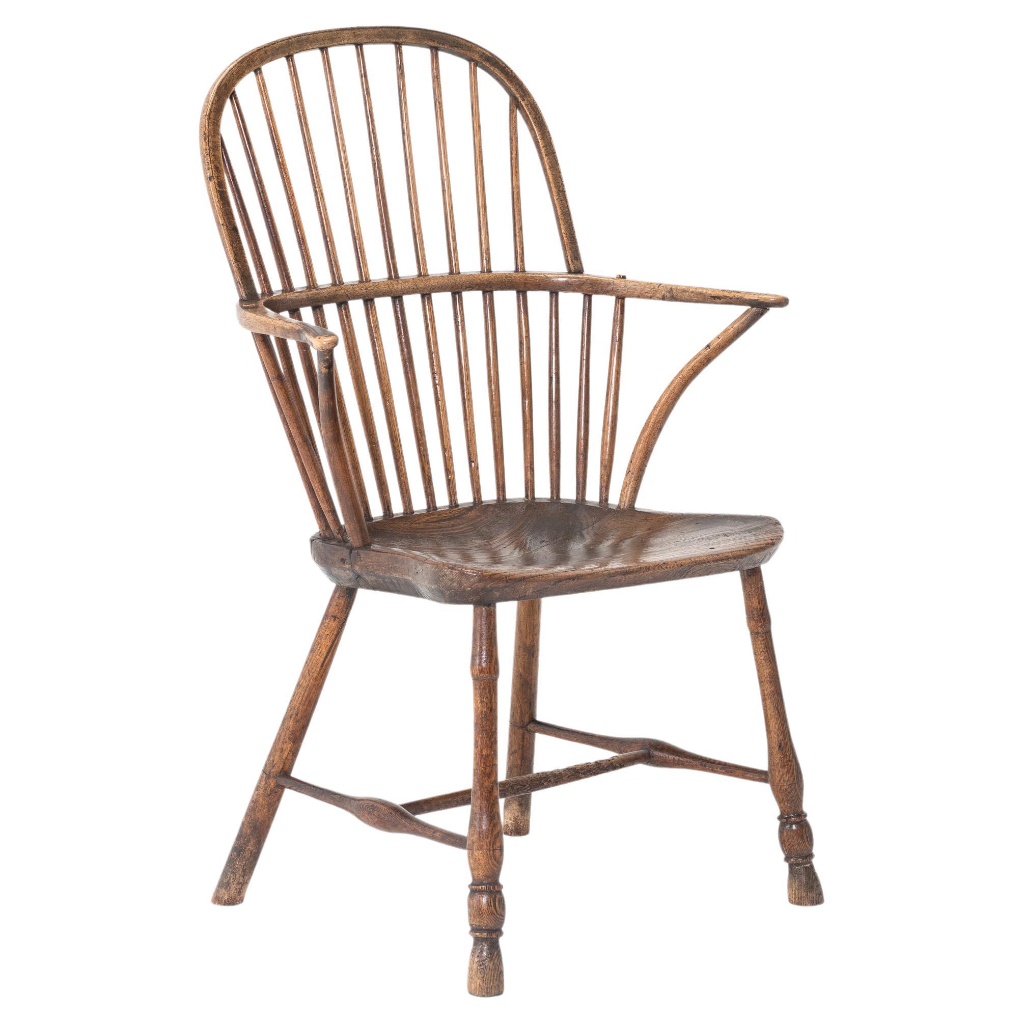 18th Century English Extended Arm High Back Windsor Chair at 1stDibs