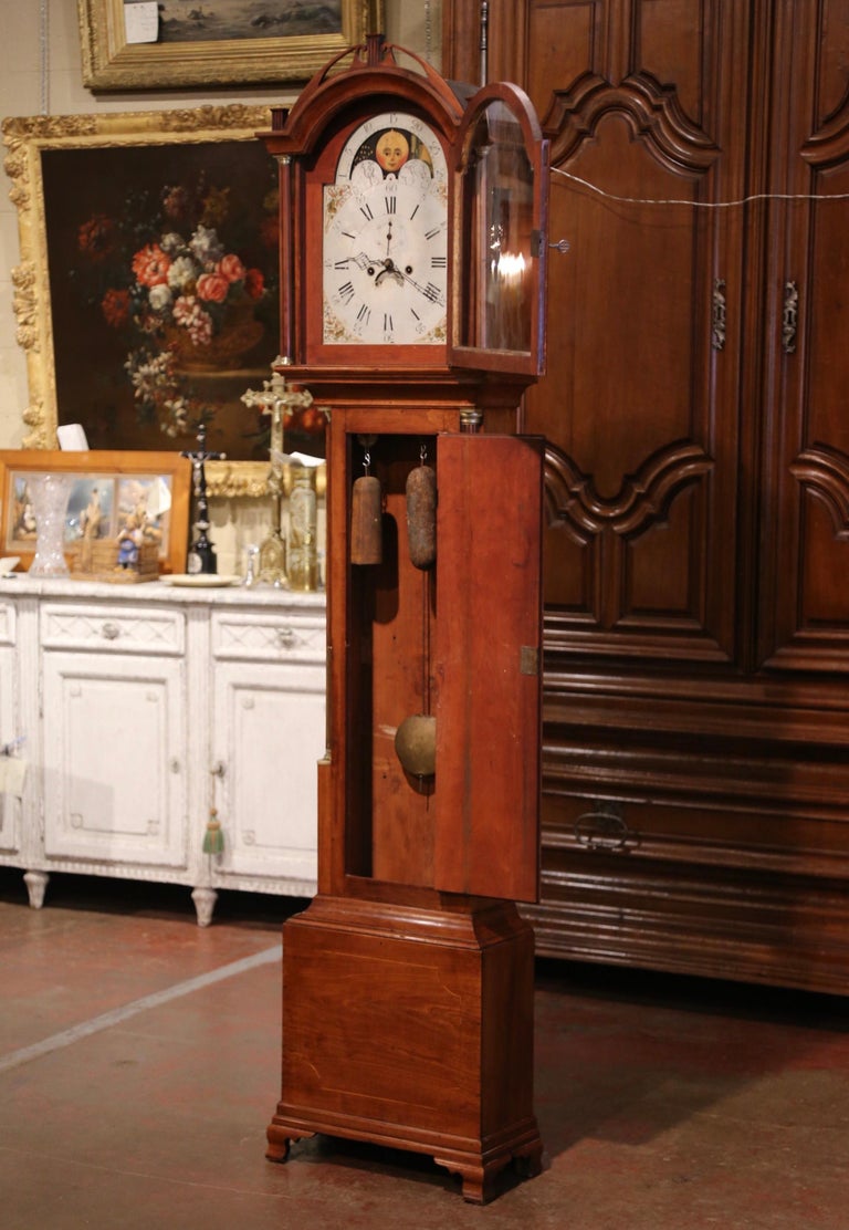 18th Century English Carved Mahogany Tall Case Clock For Sale at 1stDibs