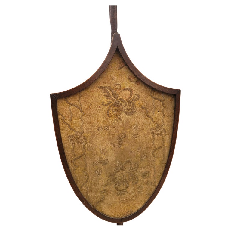 18th Century, English Chippendale Mahogany Needlepoint Shield Back Pole ...