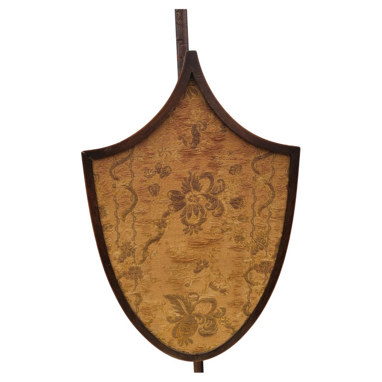 18th Century, English Chippendale Mahogany Needlepoint Shield Back Pole ...
