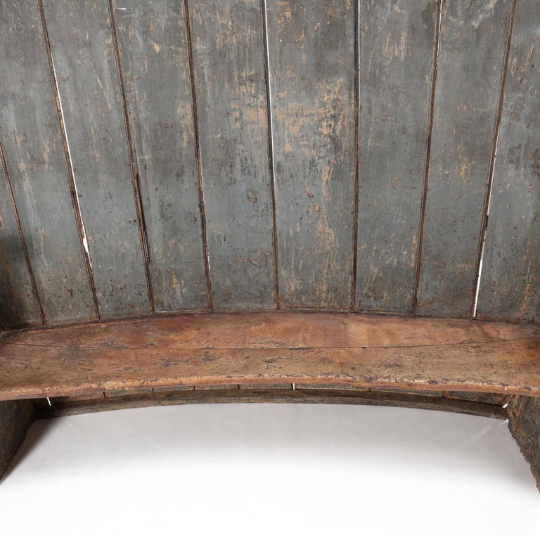 18th Century English Country Blue Painted Wooden Rustic Settle at 1stDibs