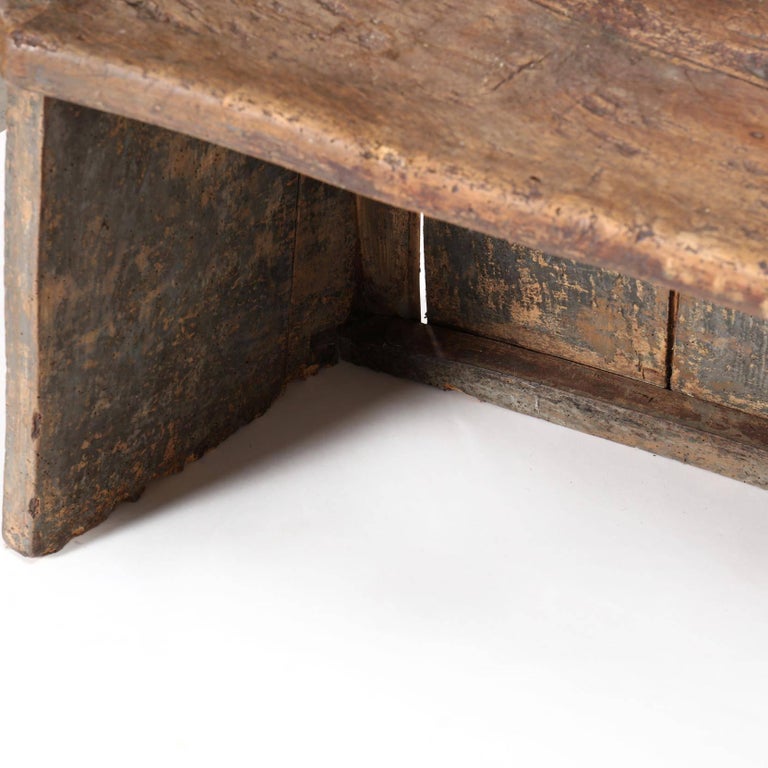 18th Century English Country Blue Painted Wooden Rustic Settle at 1stDibs