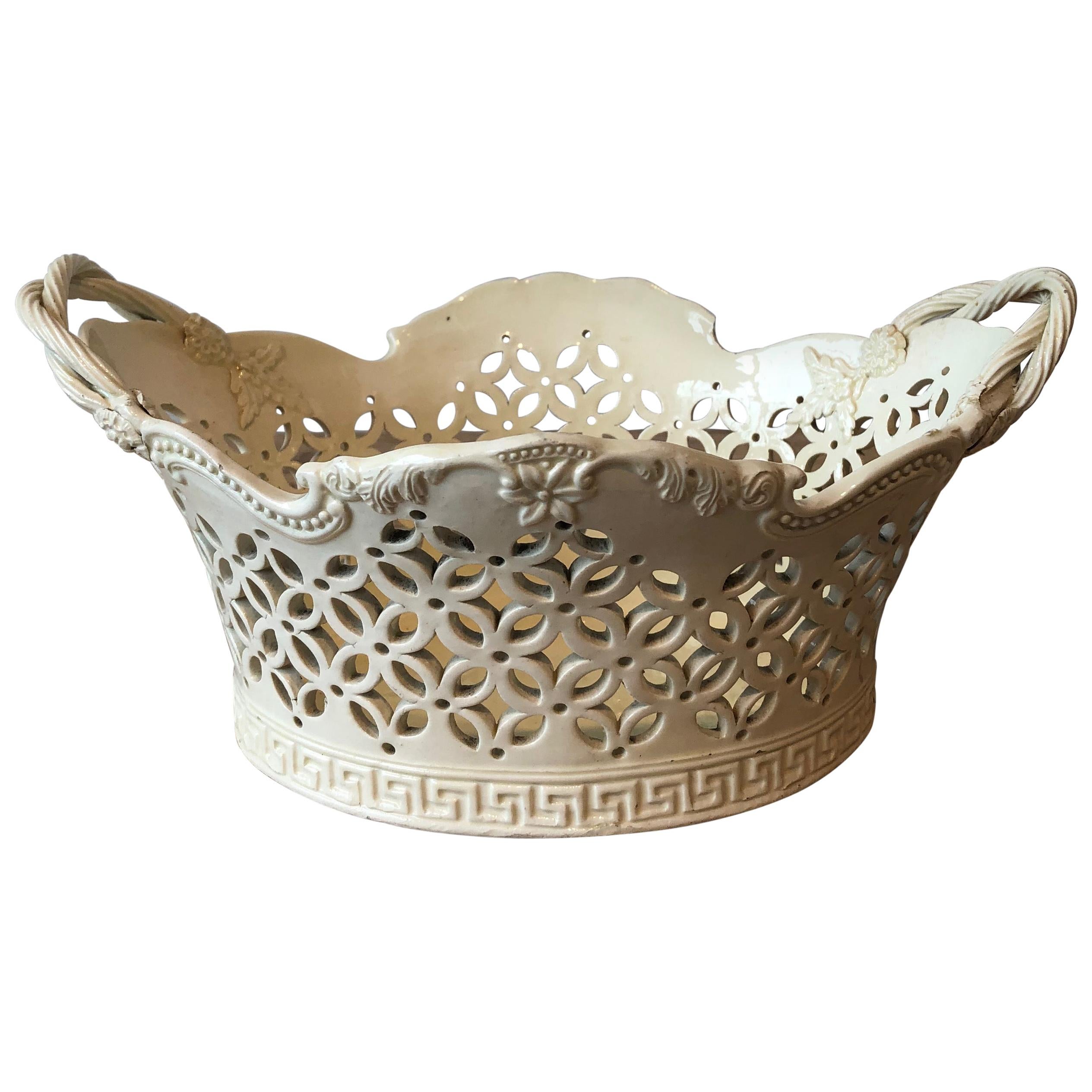 18th Century English Creamware Basket For Sale at 1stDibs
