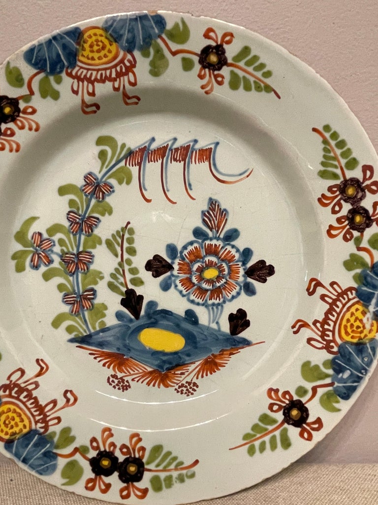 18th Century English Delft Tin Glaze Faience Polychrome Plate For Sale ...