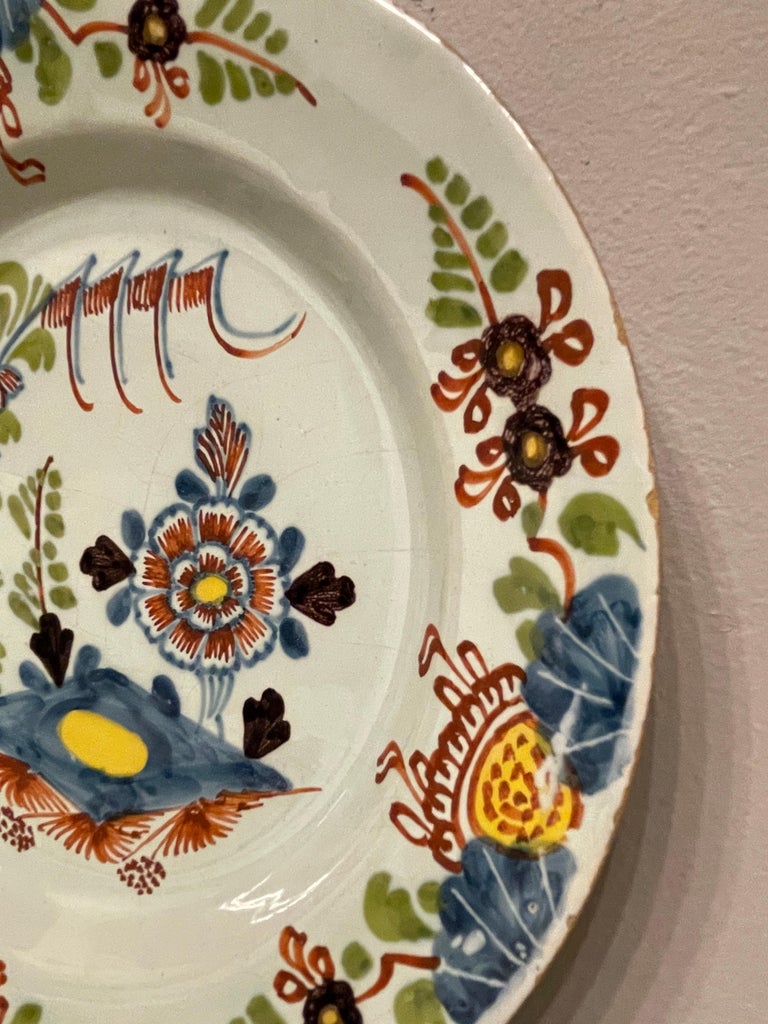 18th Century English Delft Tin Glaze Faience Polychrome Plate For Sale ...