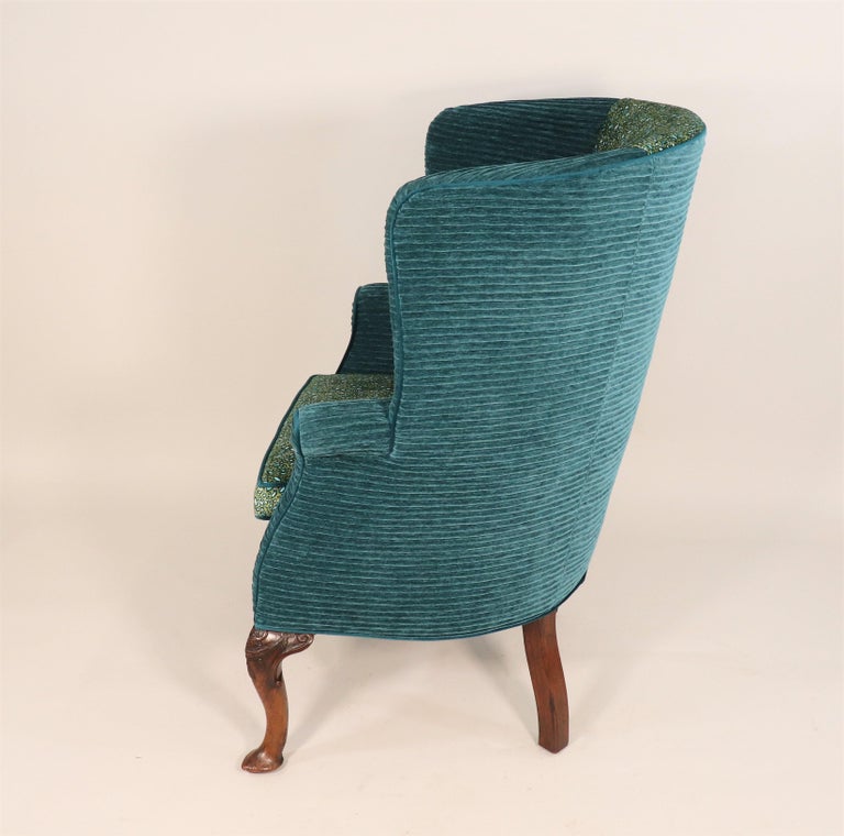18th Century English George II Walnut Wingback With Modern Fabric For ...