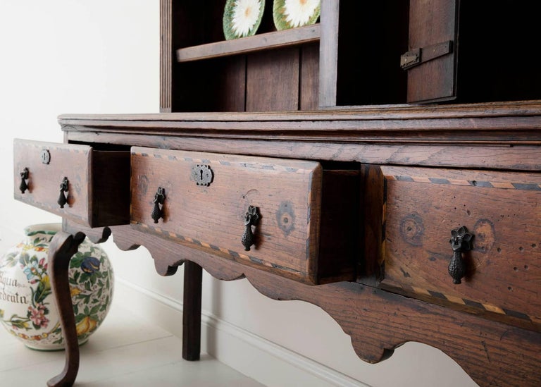 18th Century English Georgian Hutch, Welsh Dresser in Two Parts at 1stDibs