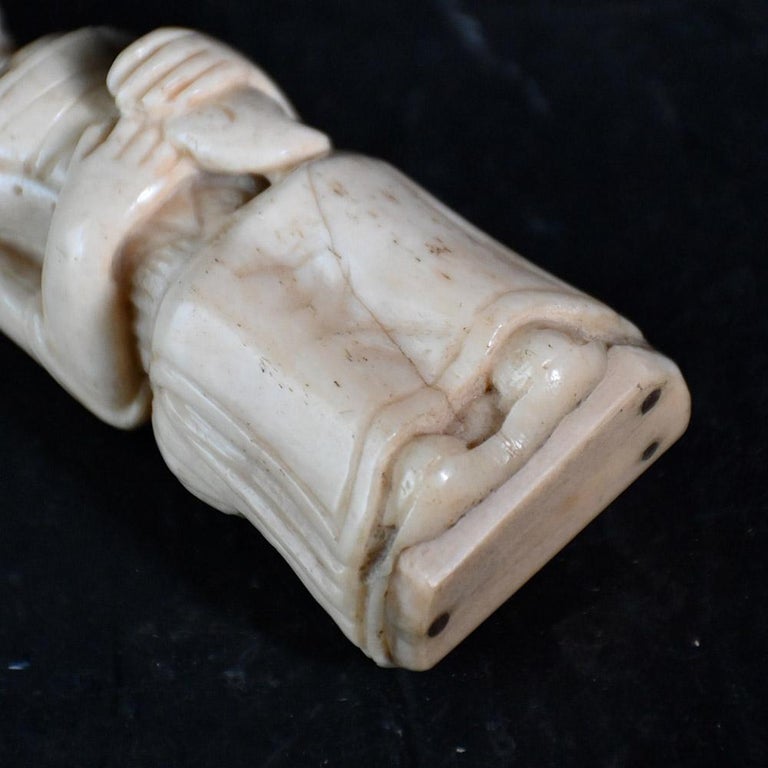 18th Century English Hand Carved Mutton Bone Figurative Snuff Box For ...