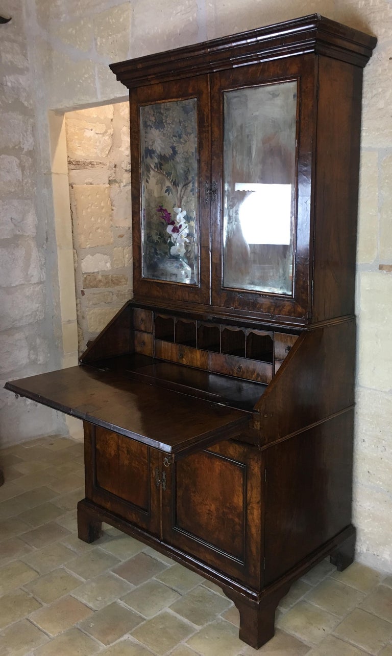 Fine English Queen Anne Walnut Secretary Desk with 7 Drawers For Sale ...