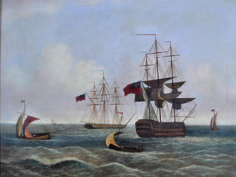 18th Century English School - Man O'War on a Calm - English Maritime ...