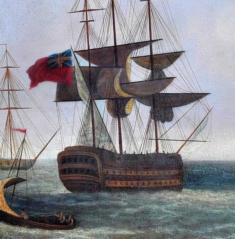 18th Century English School - Man O'War on a Calm - English Maritime ...