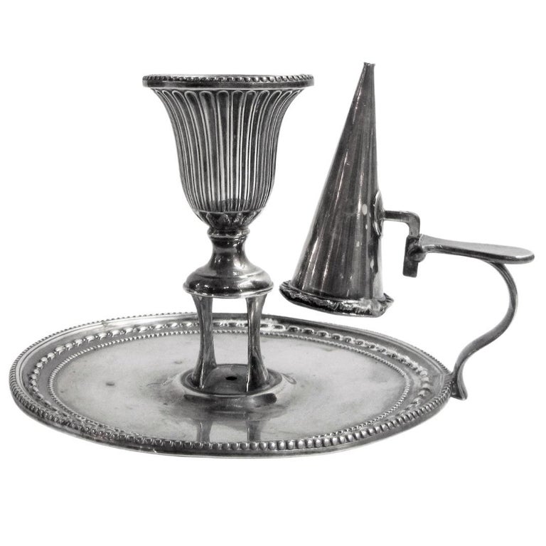 18th Century English Silver Chamber Stick For Sale at 1stDibs