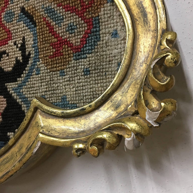 18th Century English Stuart-Era Ornately Framed Needlepoint Wall ...