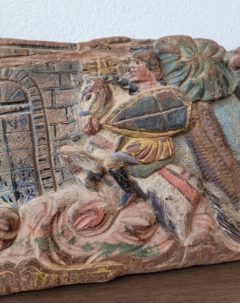 18th Century European Carved Polychrome Panel Architectural Element For ...