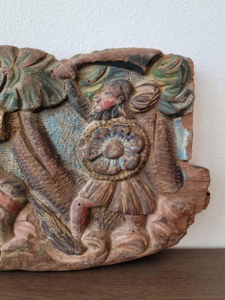 18th Century European Carved Polychrome Panel Architectural Element For ...