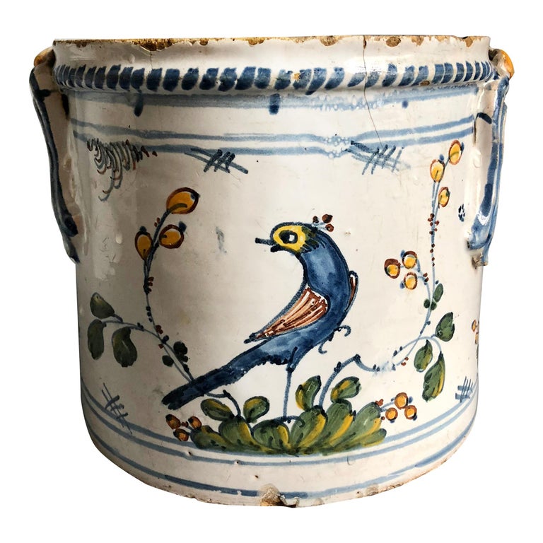 18th Century Faience Cache Pot, Nevers at 1stDibs