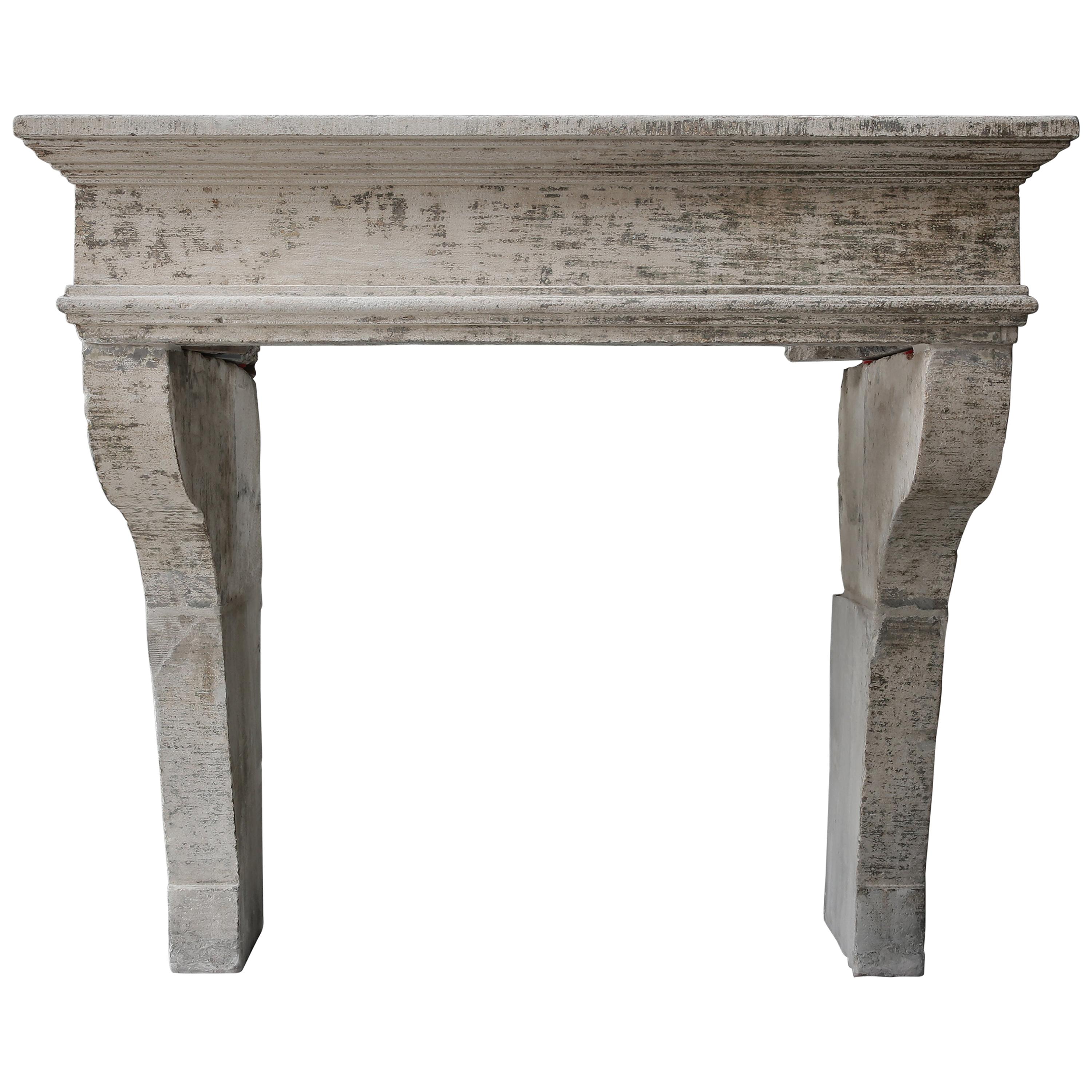Neo-Gothic Style Composite Limestone Fireplace with Hood at 1stDibs