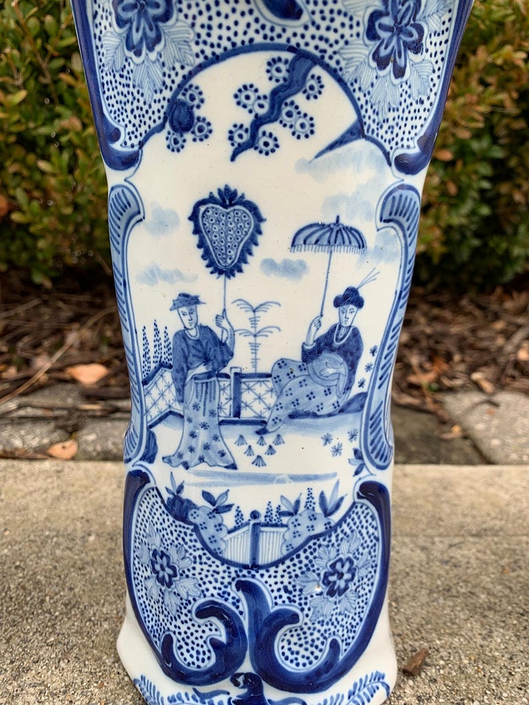 19th Century Five-Piece Delft-Style Blue and White Porcelain Garniture ...