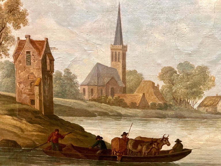 18th Century, Fleming Painting " Fishing Village " For Sale at 1stDibs