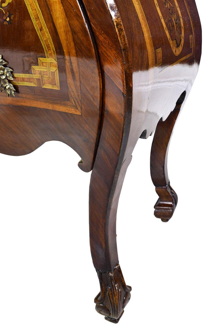 Antique Italian or Dutch Small Rococo Bombe Secretary Desk w/ Marquetry ...