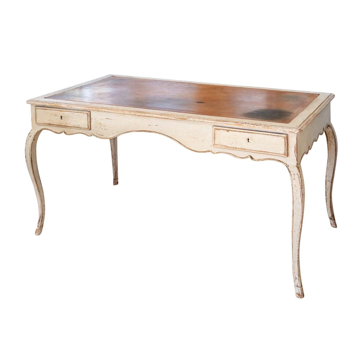 18th Century French Baroque Pinewood Writing Table - Antique Leather ...