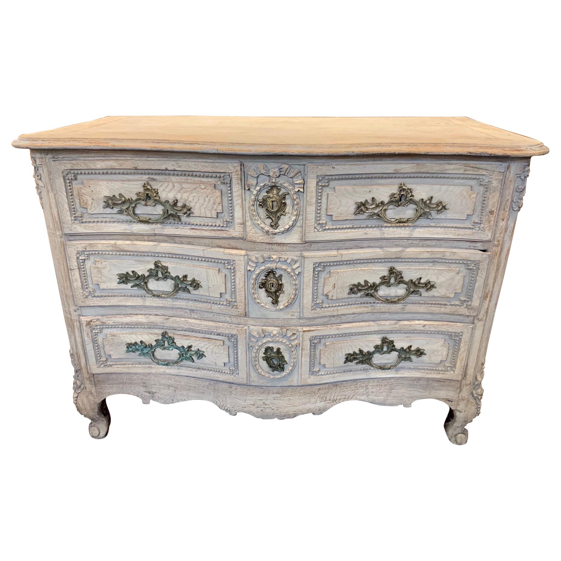 18th Century French Carved and Bleached White Oak Chest at 1stDibs