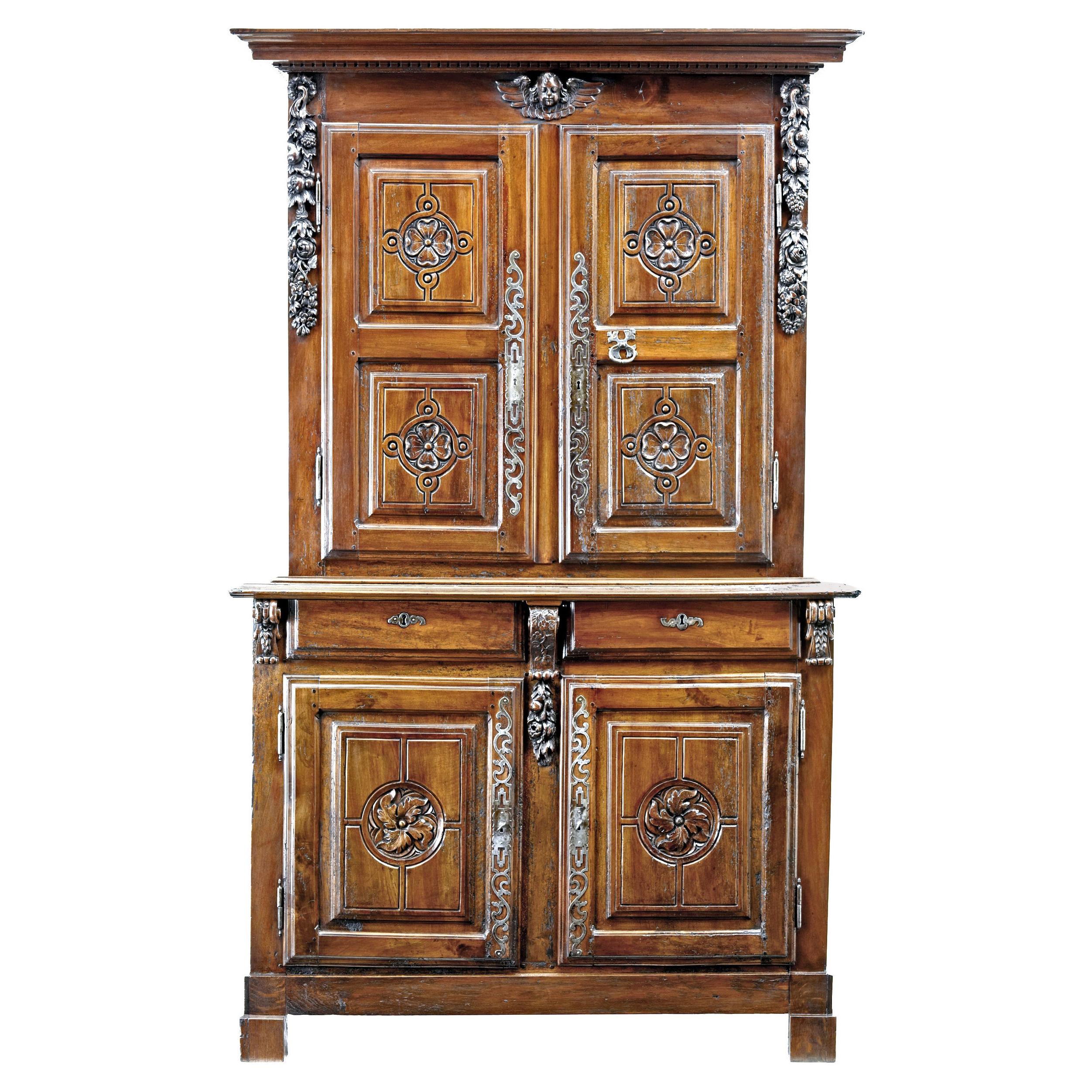 18th Century French Painted Tall Chimney Cupboard For Sale at 1stDibs