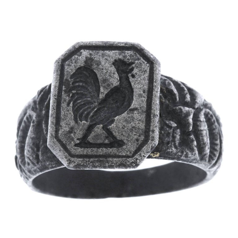 18th Century French Chanticleer Iron Signet Ring at 1stDibs | 18th ...