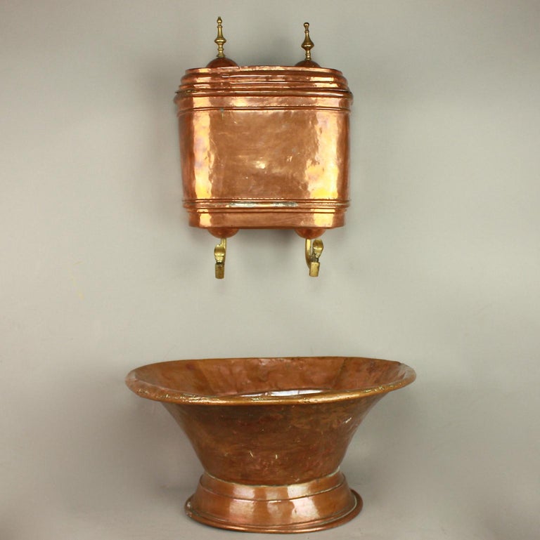 18th Century French Copper Repoussé Wall Fountain Lavabo at 1stDibs