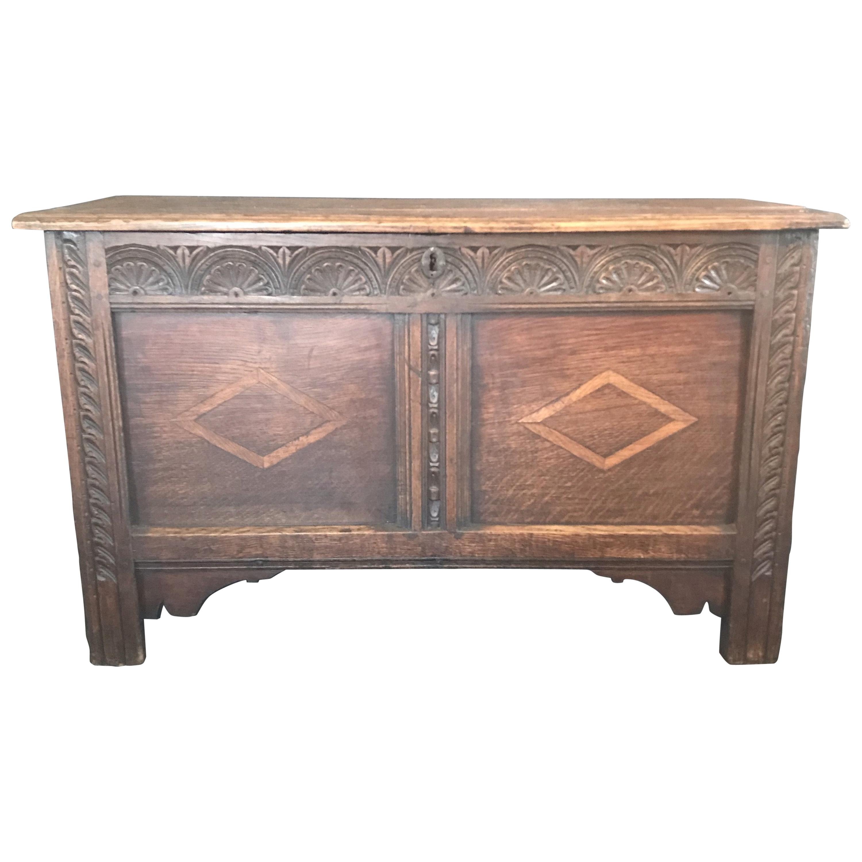Super Early Antique 18th Century French Carved Coffer Chest For Sale at ...