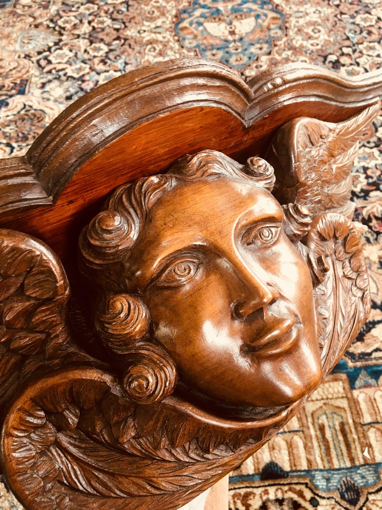 18th Century French Exceptional Piece of Art, Angel's Head with Wings ...