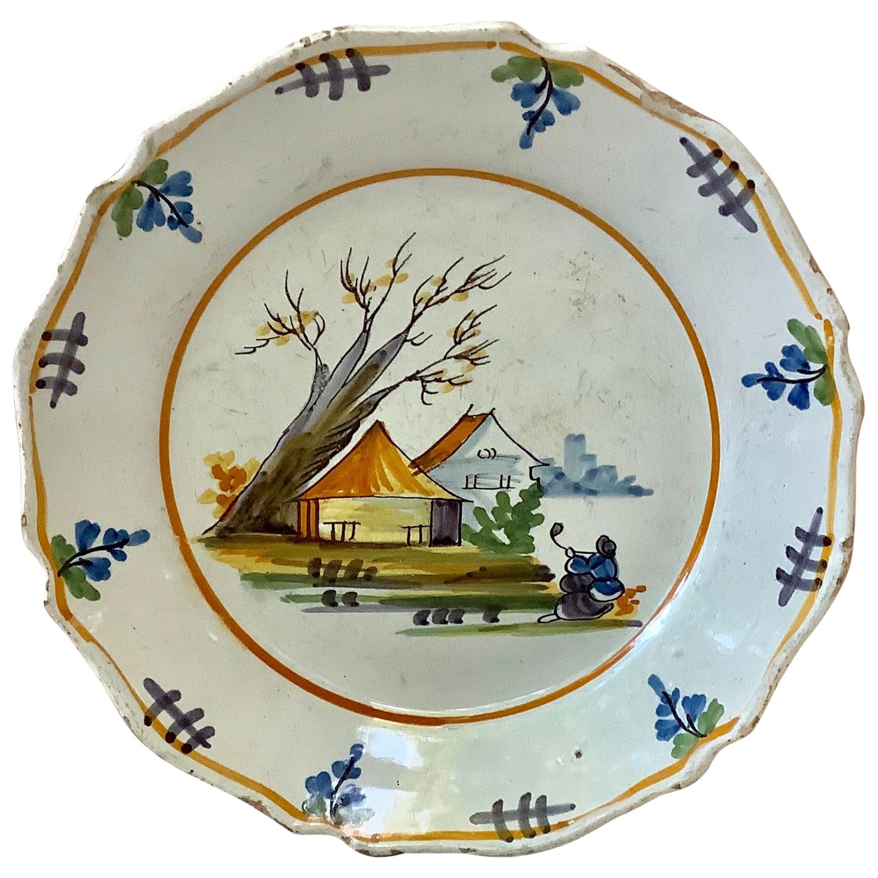18th Century French Faience House Nevers Plate at 1stDibs