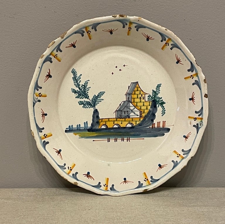 18th Century French Faience Plate from La Rochelle For Sale at 1stDibs