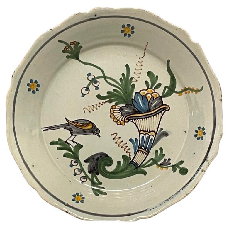18th Century French Faience Plate from La Rochelle For Sale at 1stDibs