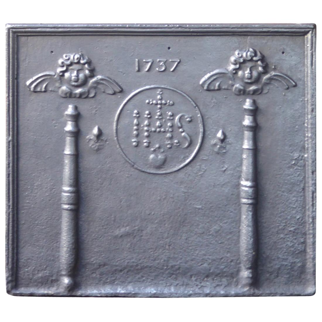 18th Century French Fireback 'Pillars with Medieval IHS Monogram' For ...