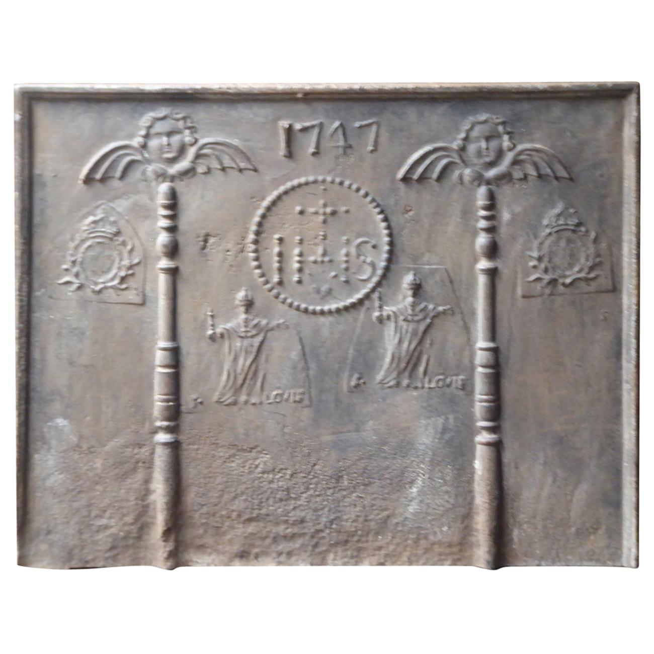 18th Century French Fireback 'Pillars with Medieval IHS Monogram' at ...
