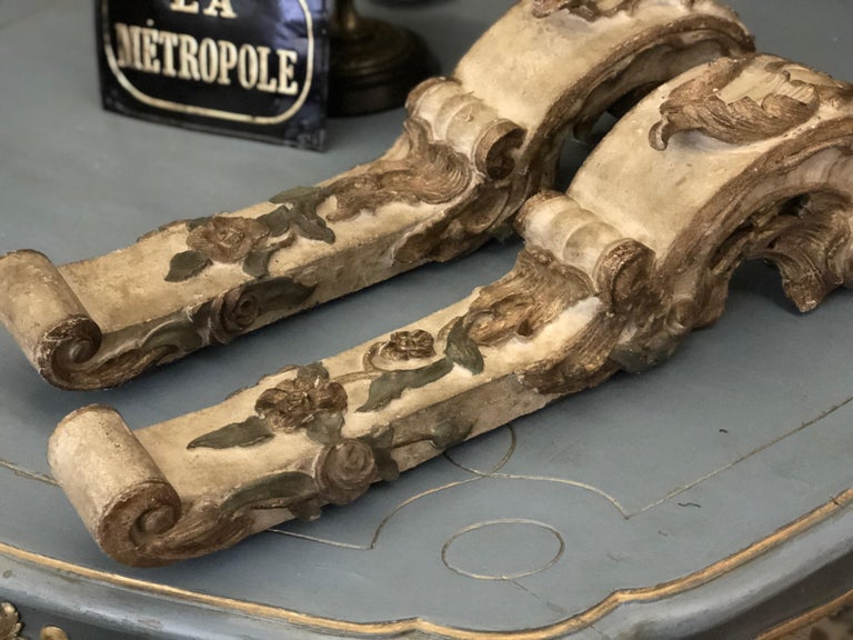 18th Century French Gilded Wood Pair of Console Legs/Decoration in ...