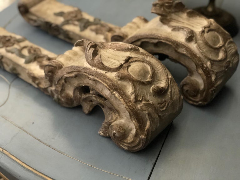 18th Century French Gilded Wood Pair of Console Legs/Decoration in ...