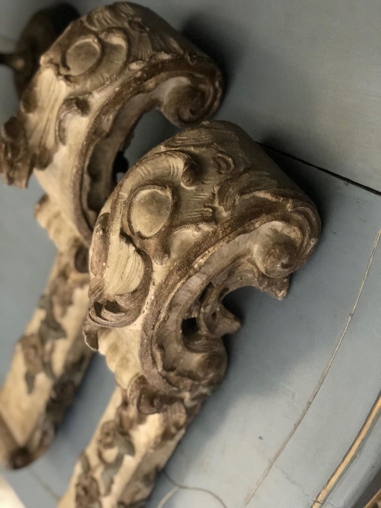 18th Century French Gilded Wood Pair of Console Legs/Decoration in ...