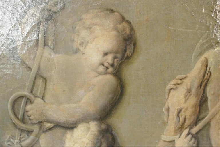 18th Century French Grisaille Painting of Putti in Hunting Scene For ...