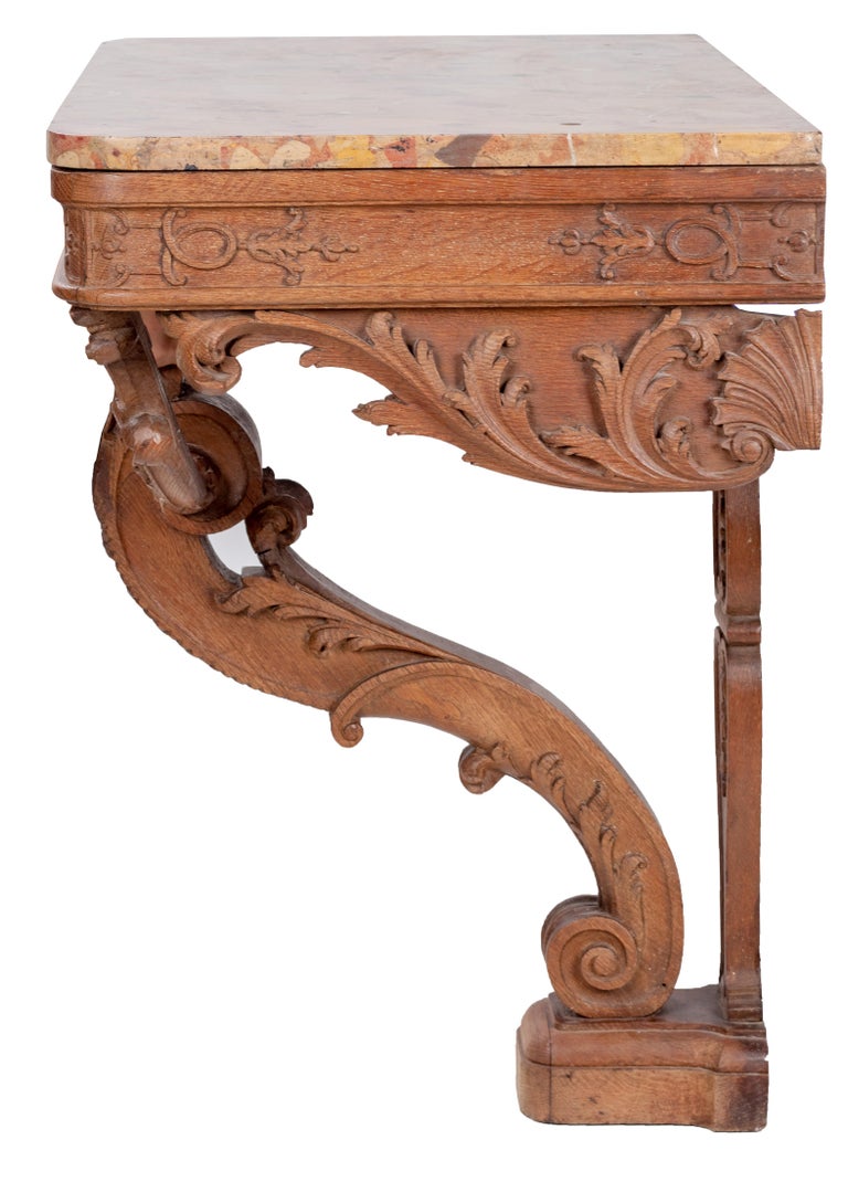 18th Century French Hand Carved Wooden One Leg Console Table with ...