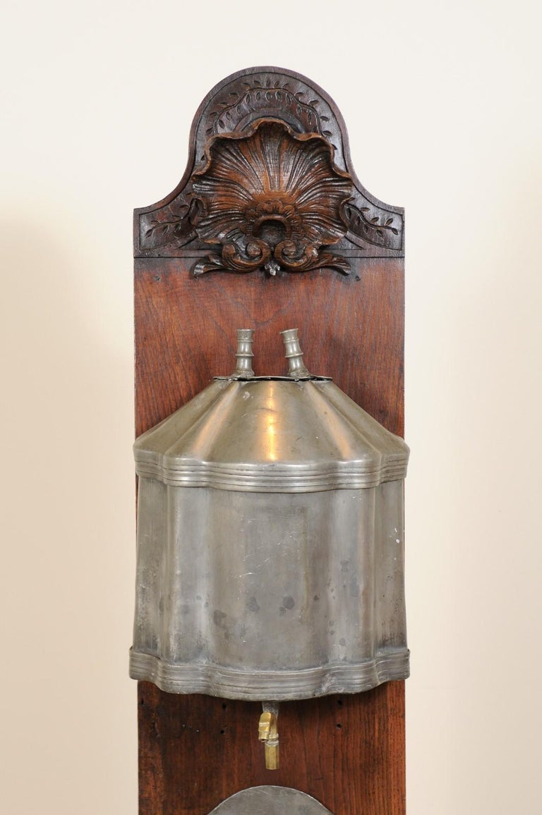 18th Century French Lavabo in Oak and Pewter For Sale at 1stDibs