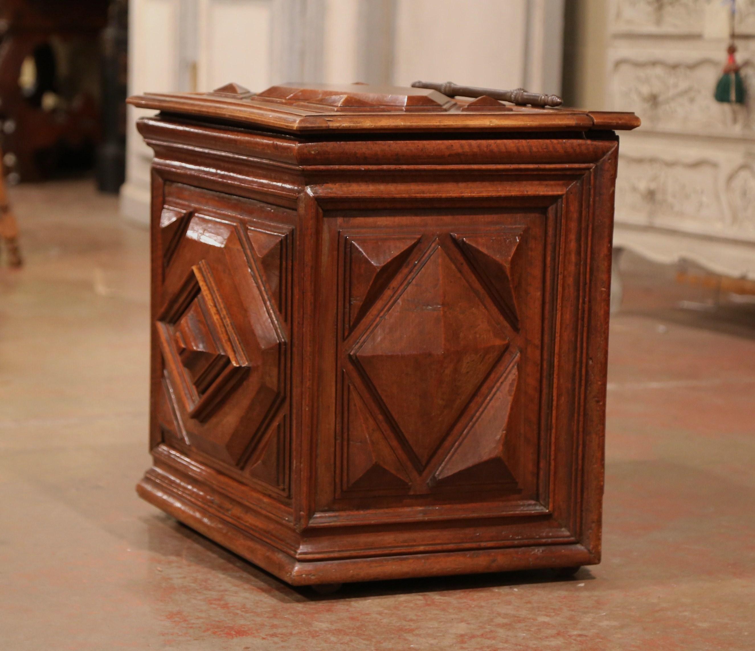 18th Century French Louis XIII Carved Walnut Diamond Shape Trunk on ...