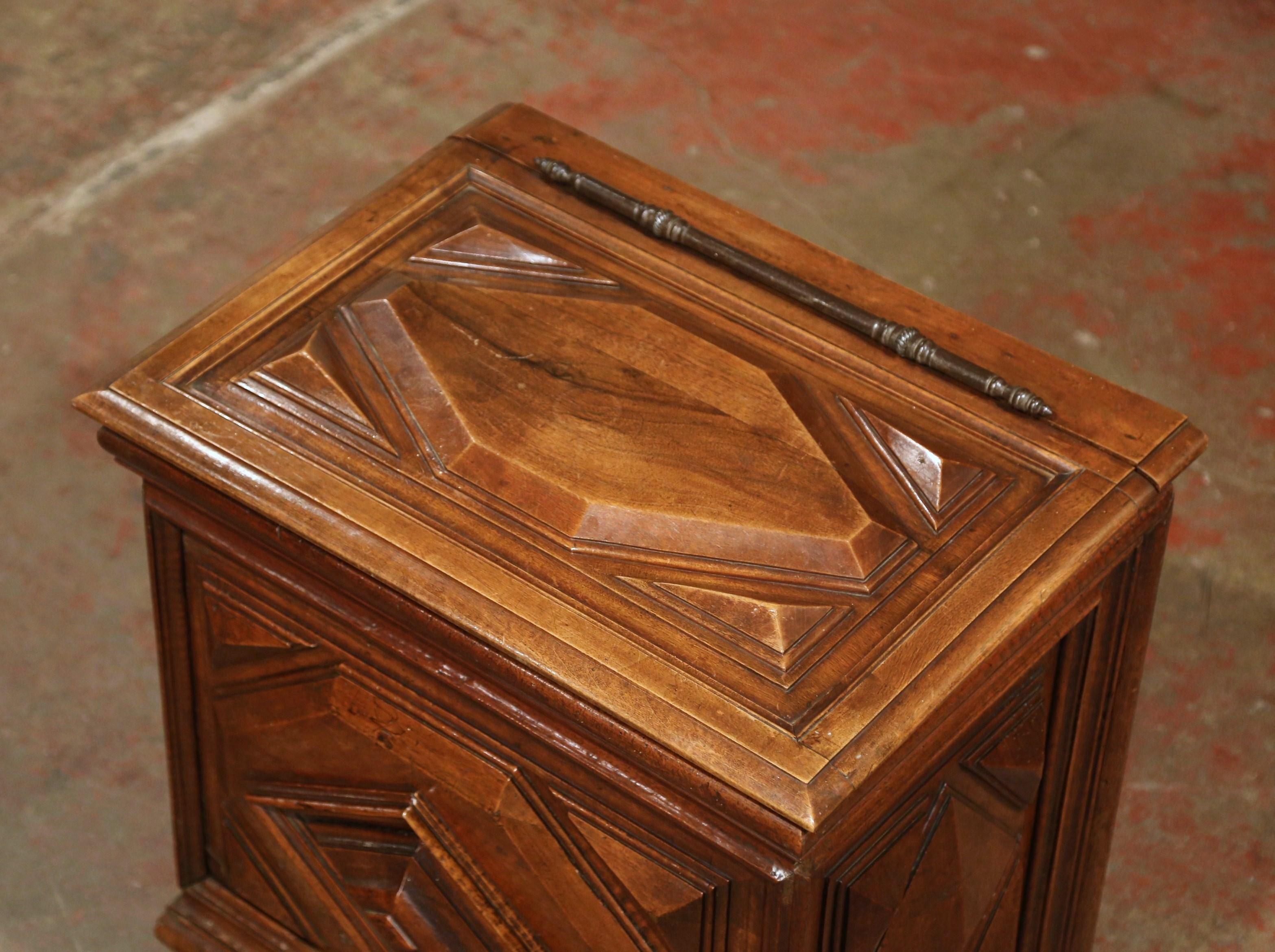 18th Century French Louis XIII Carved Walnut Diamond Shape Trunk on ...