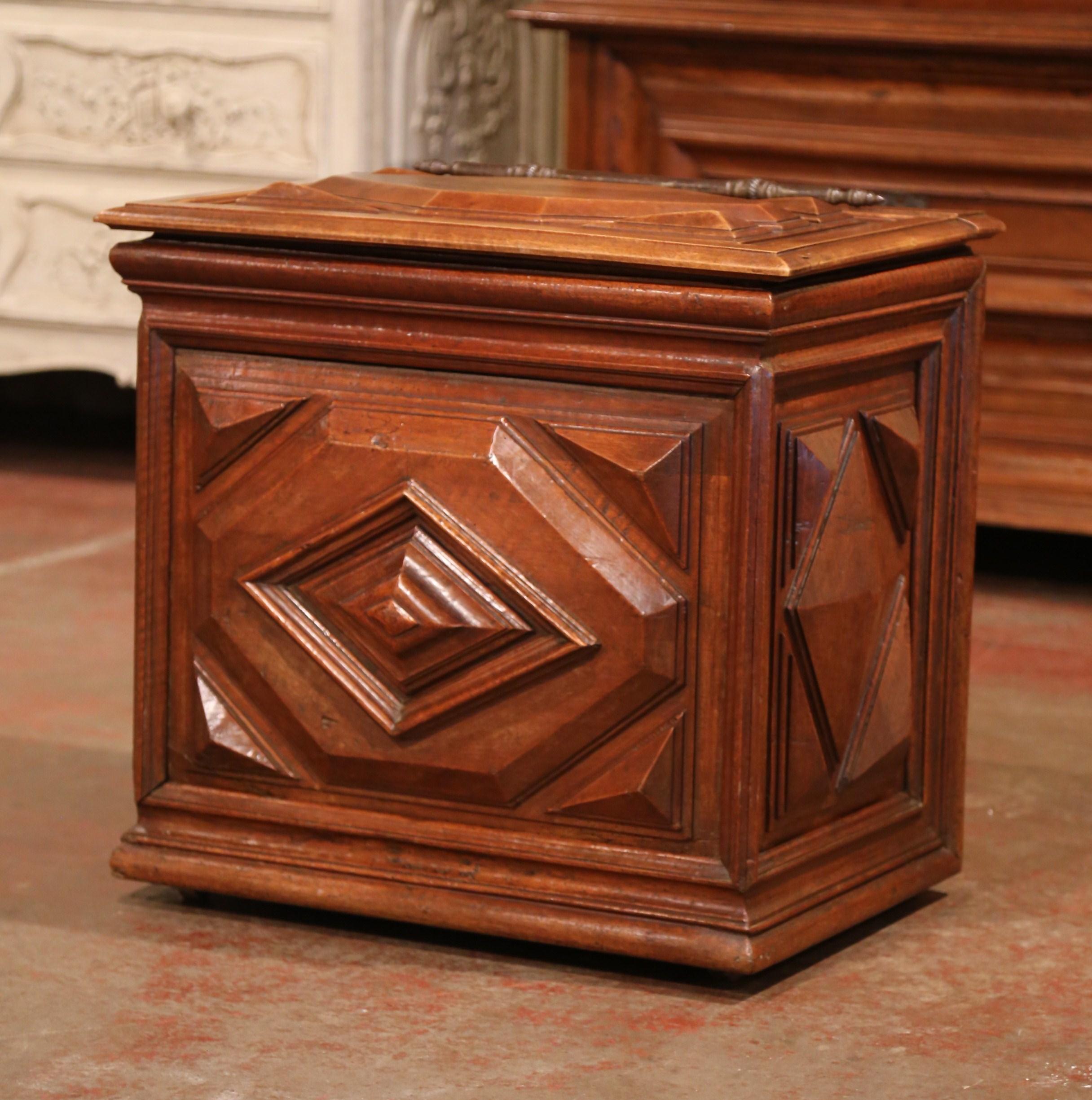 18th Century French Louis XIII Carved Walnut Diamond Shape Trunk on ...