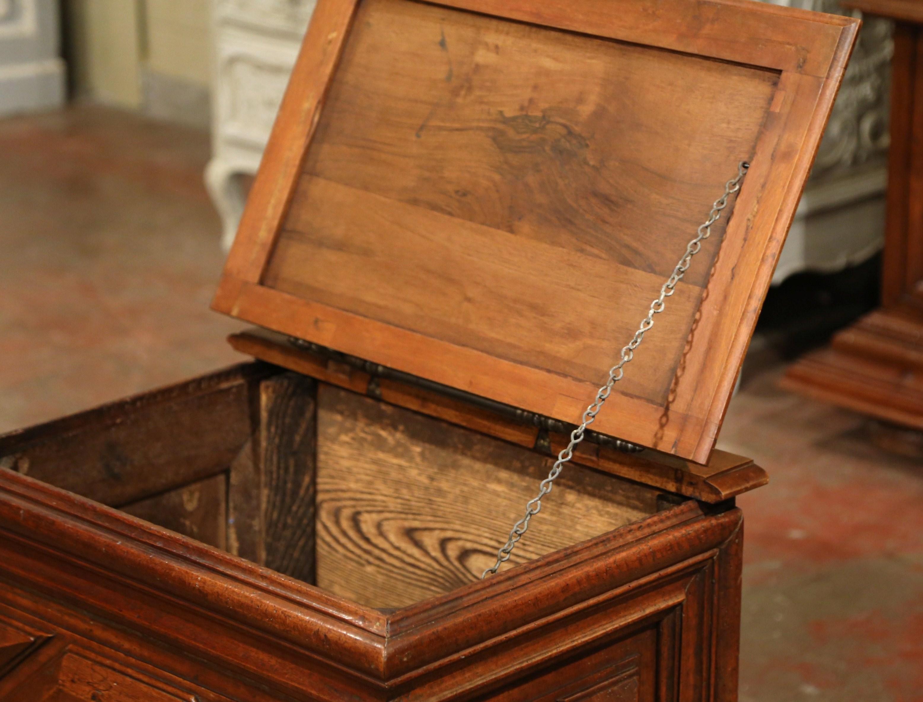 18th Century French Louis XIII Carved Walnut Diamond Shape Trunk on ...
