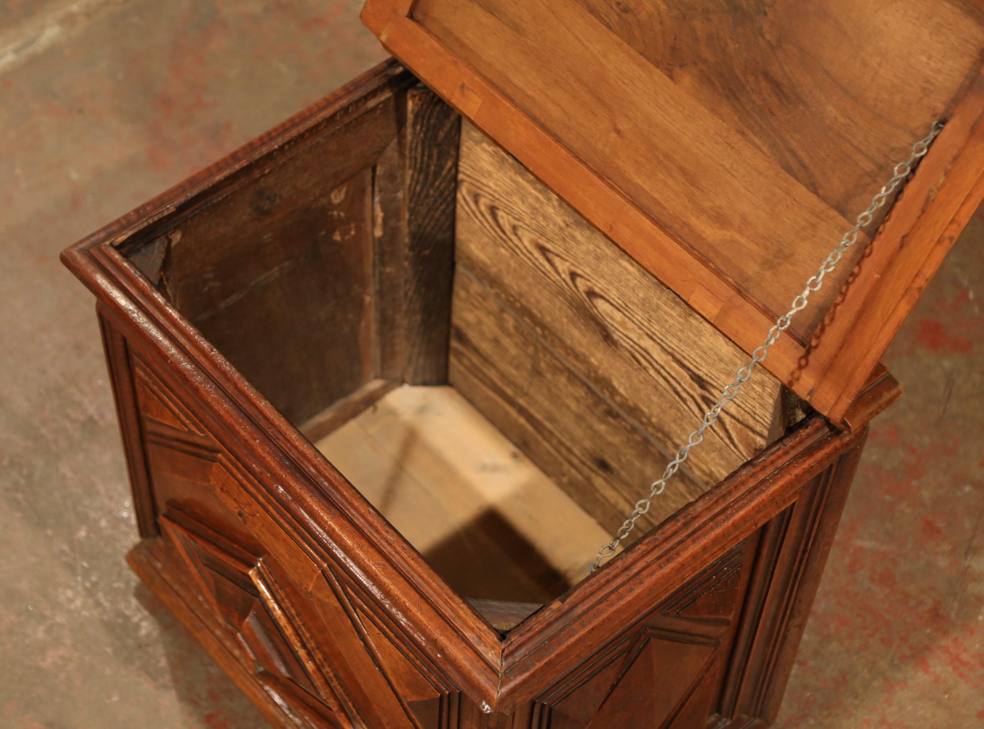18th Century French Louis XIII Carved Walnut Diamond Shape Trunk on ...